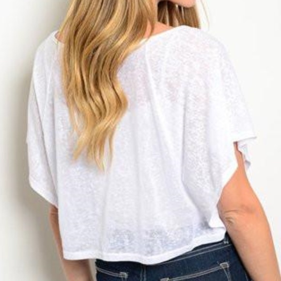 Nella Fantasia | Tops | Rhinestone Tshirt Graphic Crop Top Tee White ...